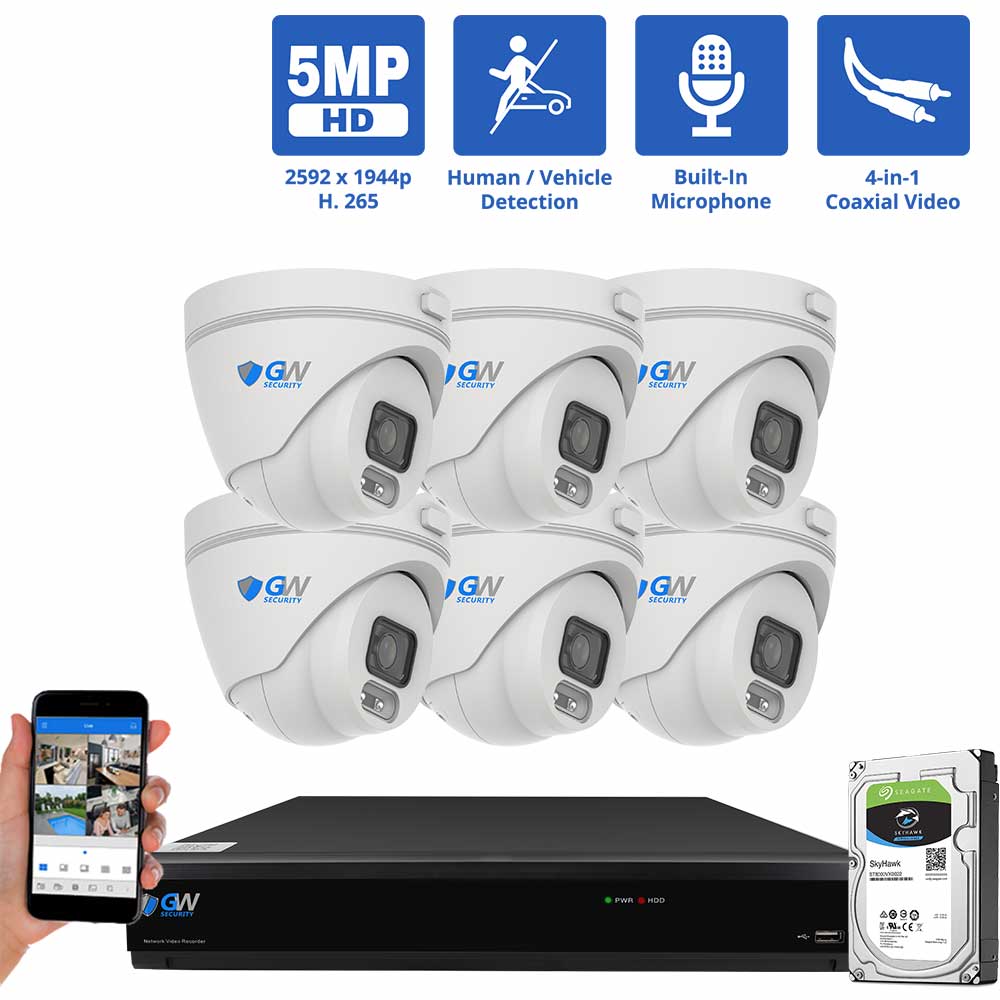 8 Channel Coaxial Security Camera System with 6 * 5MP Analog Turret 2 ...