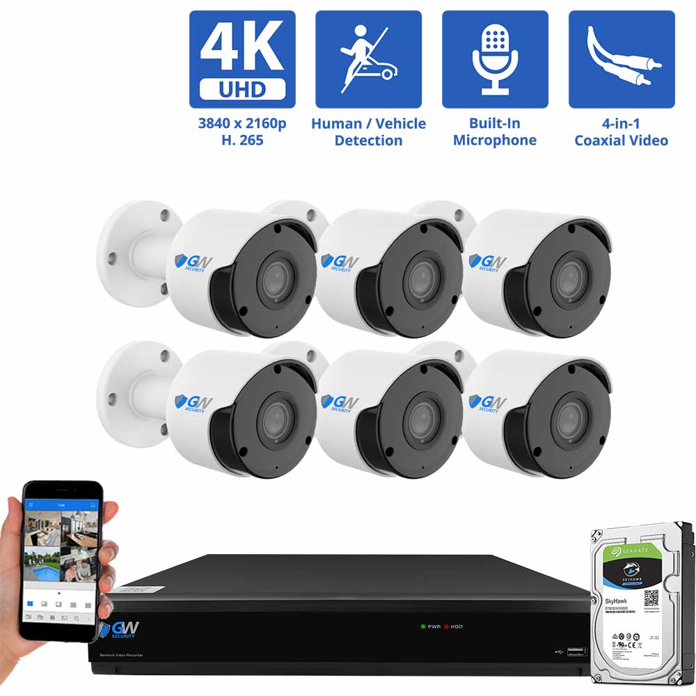 8 Channel Coaxial Security Camera System with 6 * 8MP Analog Bullet 3 ...